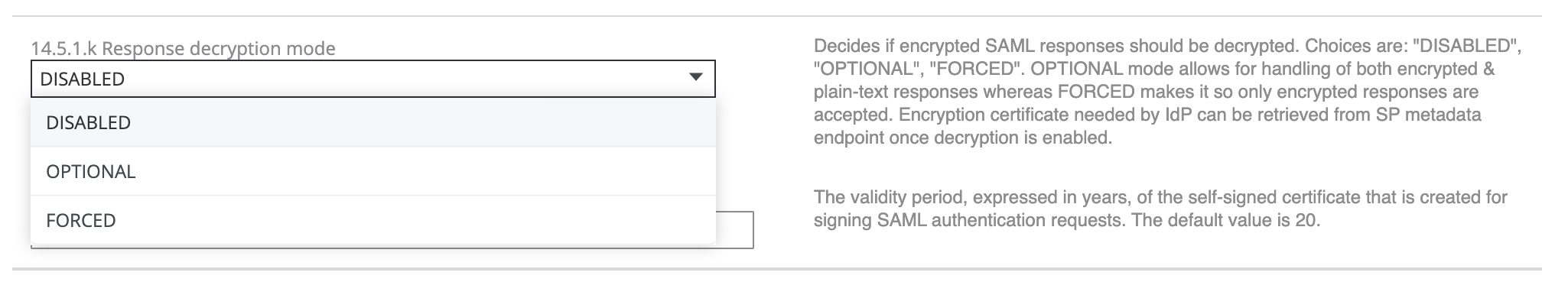 Enable SAML response encryption