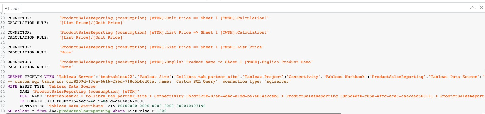 Technical lineage for Tableau